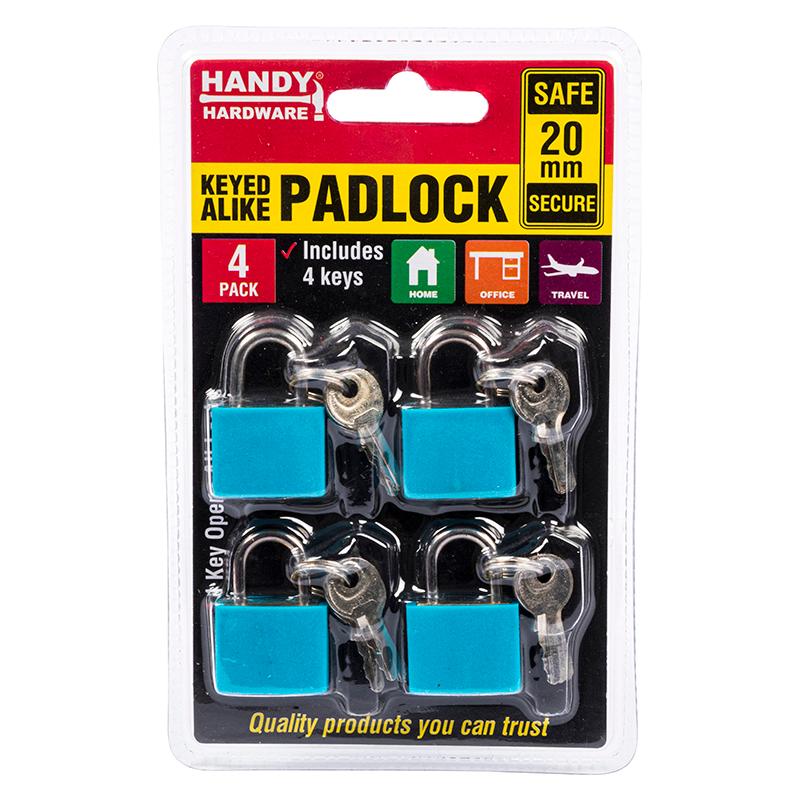 Padlock Keyed Alike Colour 20mm 4pk – SNMARTAUSTRALIA